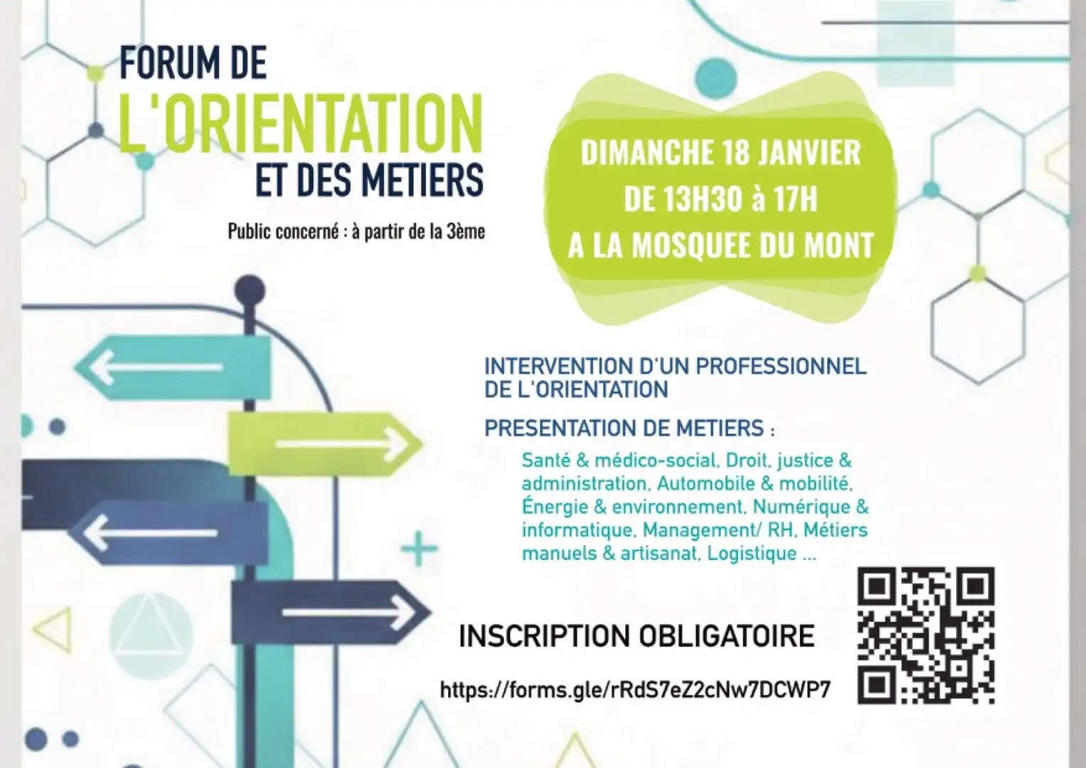 Forum de l'orientation et des métiers à la mosquée du Mont, à Belfort (90)